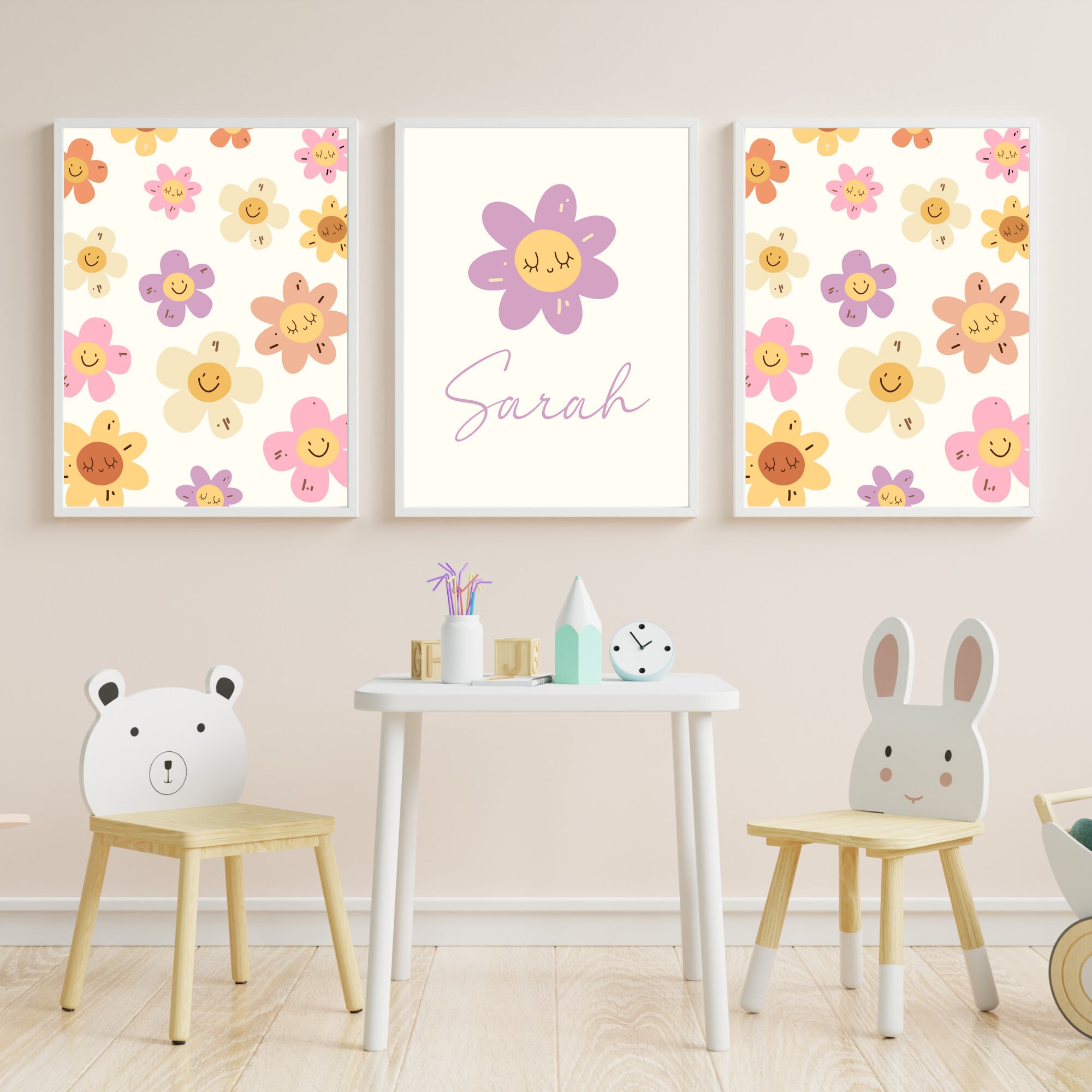 Personalized Daisy Wall Print, Daisy Nursery Decor, Custom Name Nursery ...