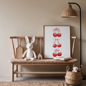 Cherry Wall Art Set for Girls Room, Cherry Prints, Cherry Nursery Decor ...