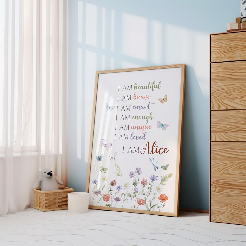 Wildflowers and Butterfly Prints, Affirmation for Kids, Floral Nursery ...