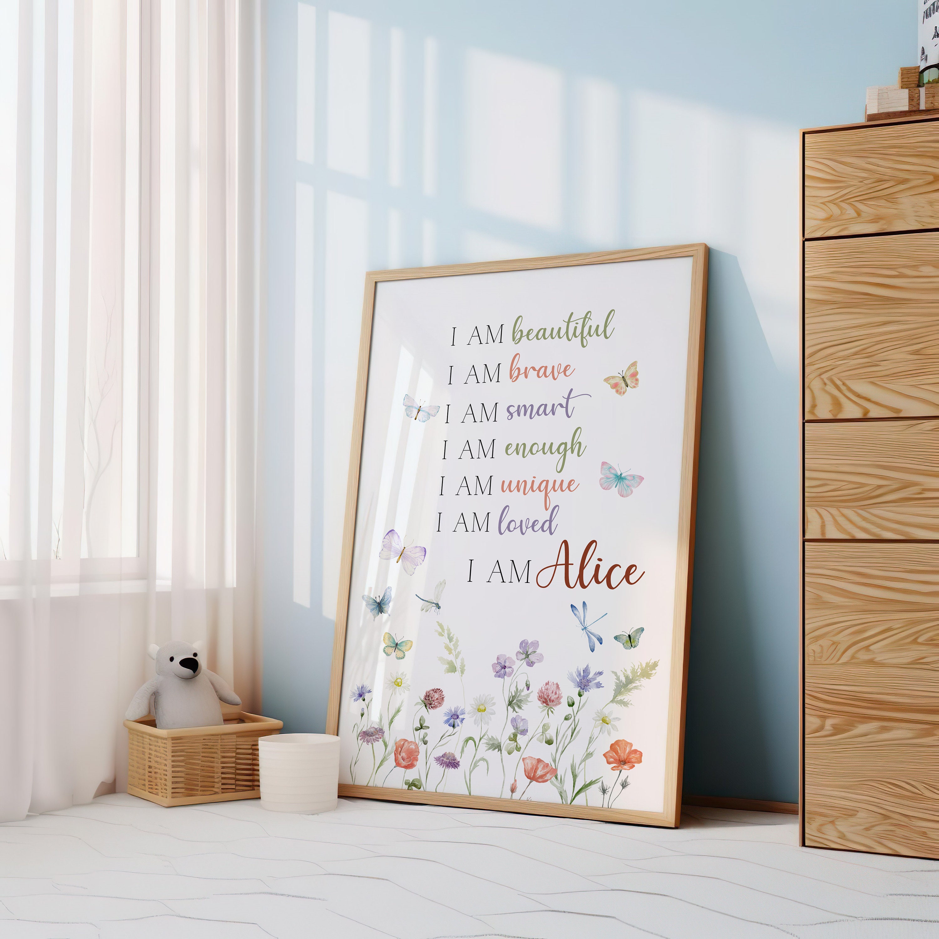 Wildflowers and Butterfly Prints, Affirmation for Kids, Floral Nursery ...