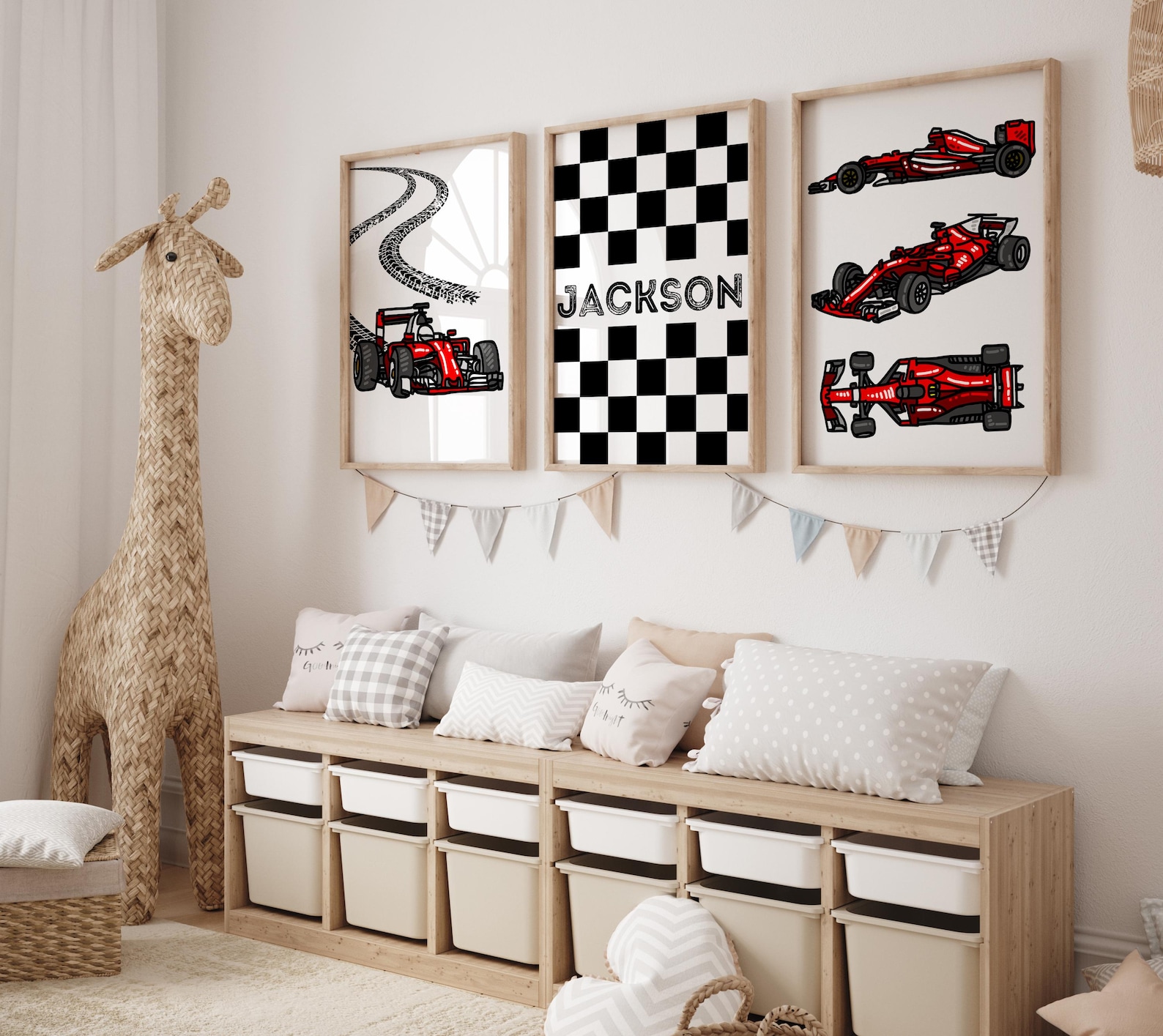 Racing Car Boys Bedroom Print, Race Car Poster, Car Playroom Decor, Red ...