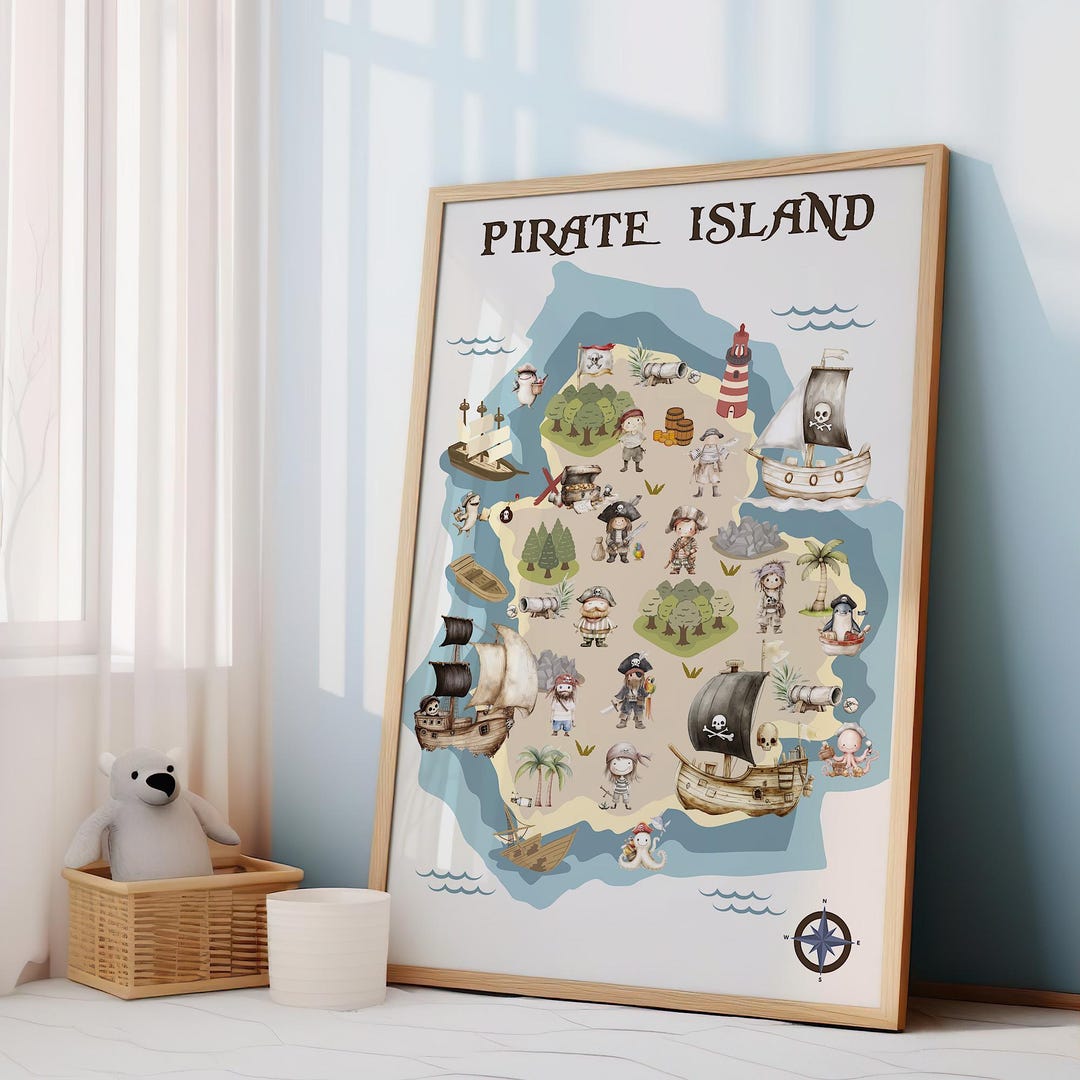 Pirate Island Prints, Pirate Prints, Pirate Decor, Pirate Boys Bedroom ...