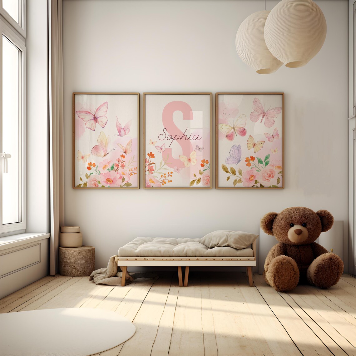 Butterfly Prints, Butterfly Nursery Print, Butterfly and Flowers Print ...