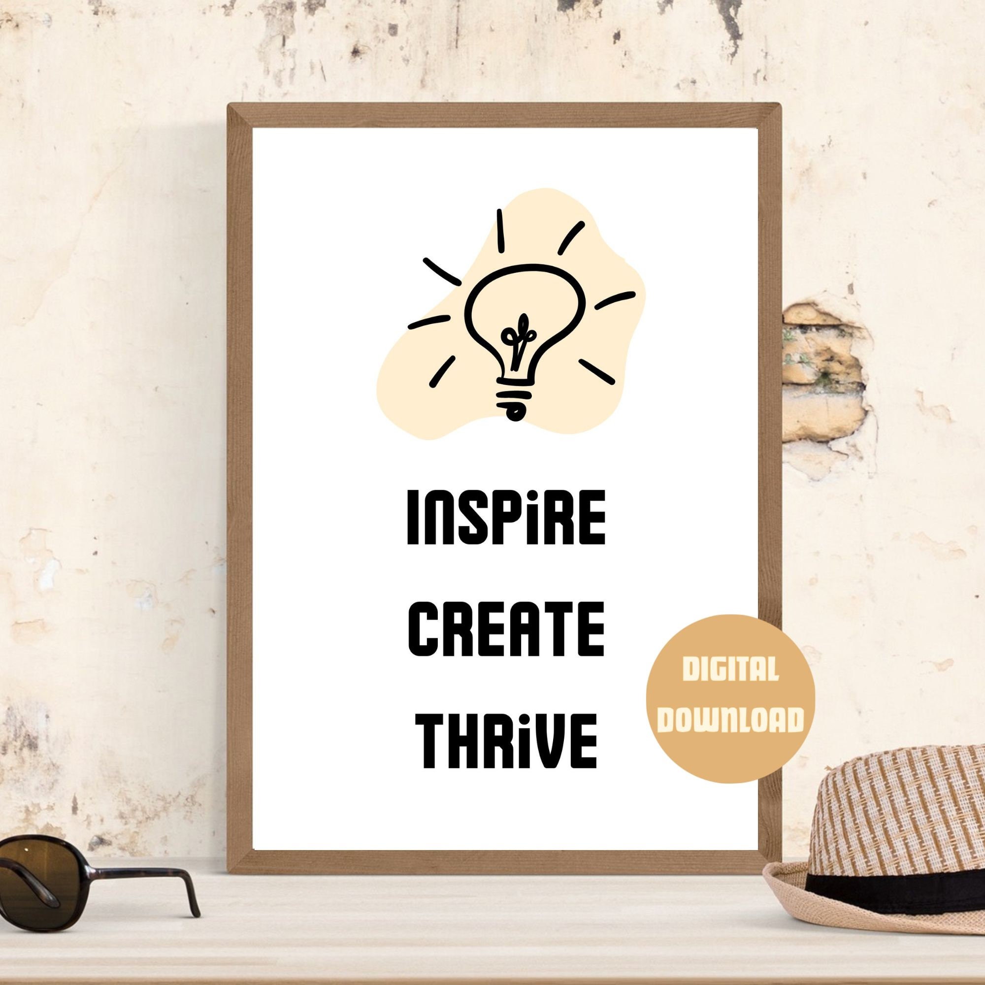 Inspire, Create, Thrive Poster Motivational Wall Art Print Out for ...