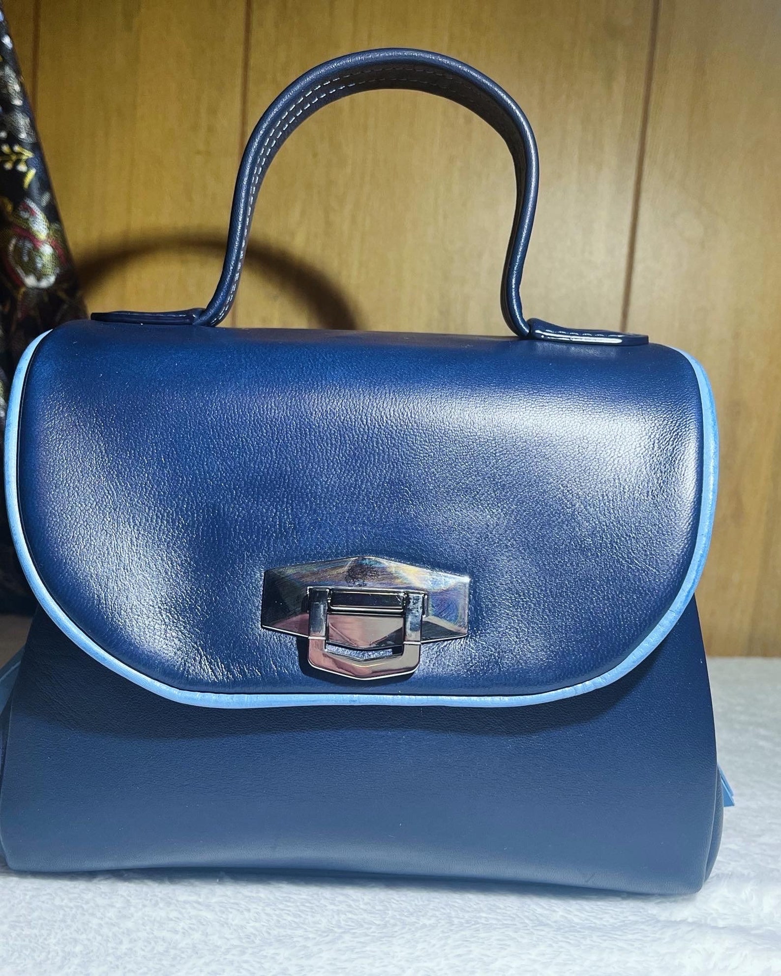 Blue Calfskin Mini Satchel Purse - Etsy