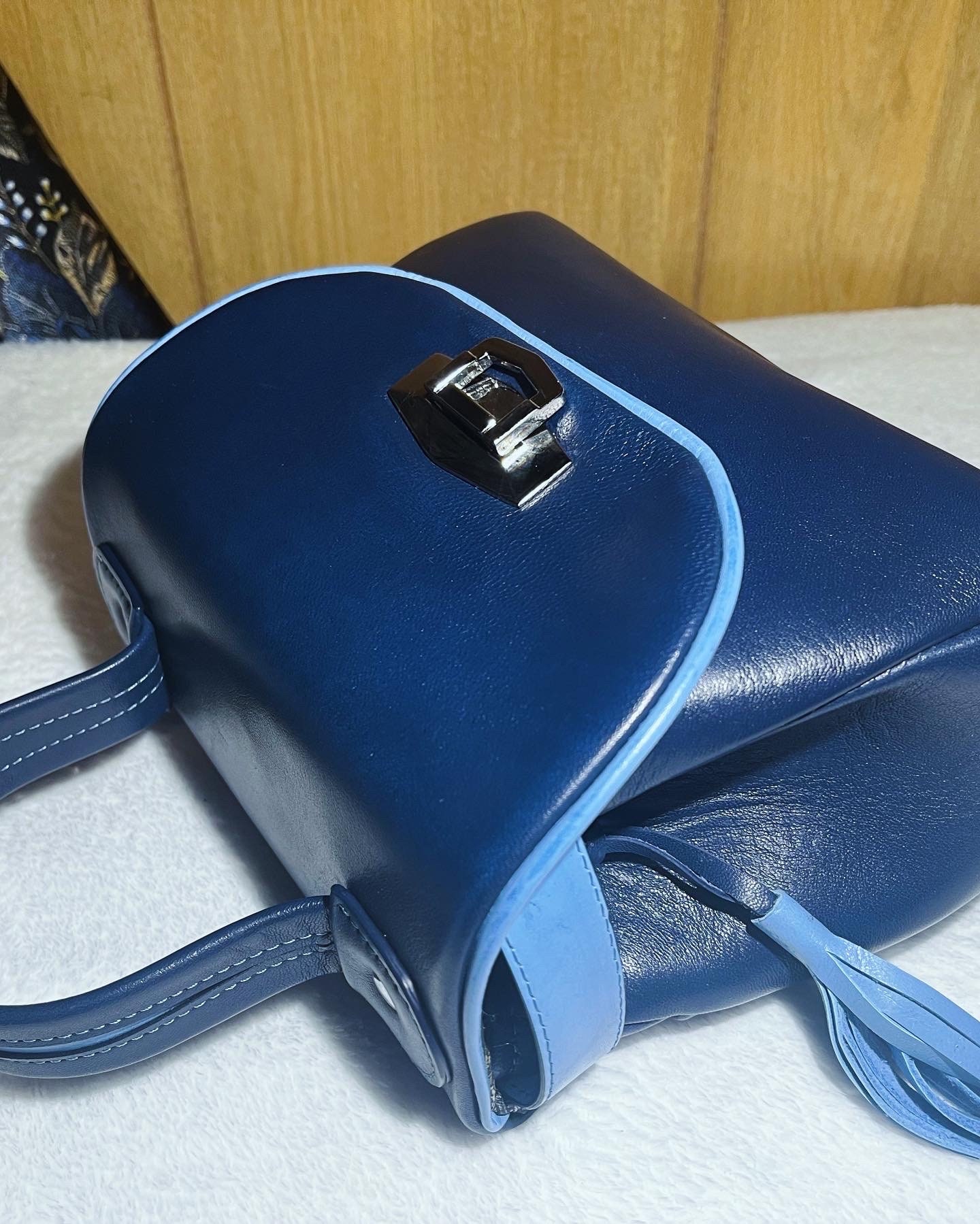 Blue Calfskin Mini Satchel Purse - Etsy