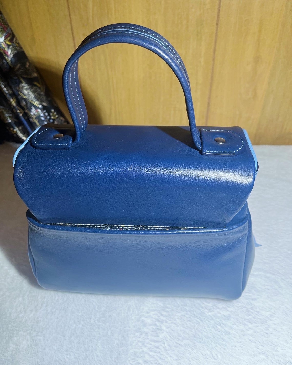 Blue Calfskin Mini Satchel Purse - Etsy