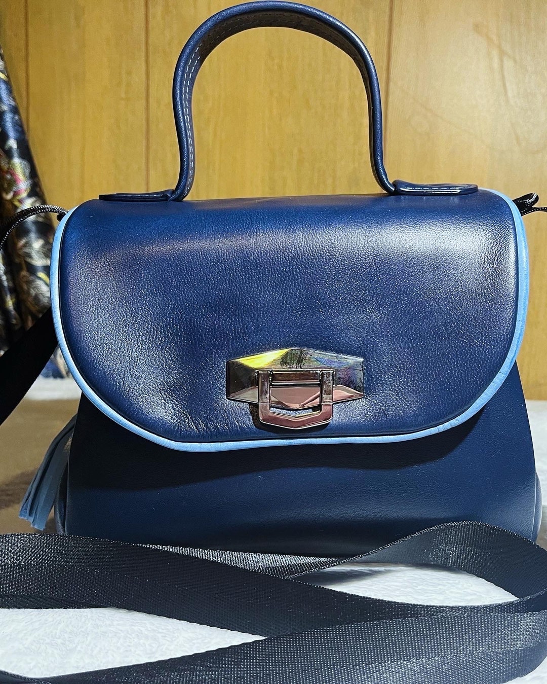 Blue Calfskin Mini Satchel Purse - Etsy