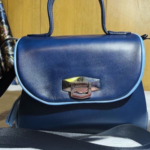 Blue Calfskin Mini Satchel Purse - Etsy