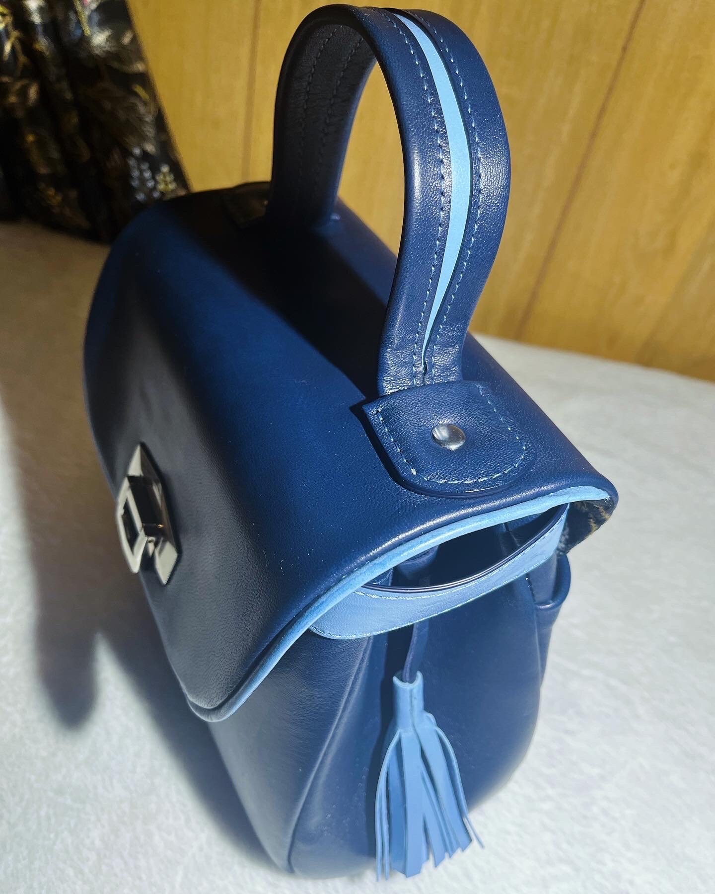 Blue Calfskin Mini Satchel Purse - Etsy