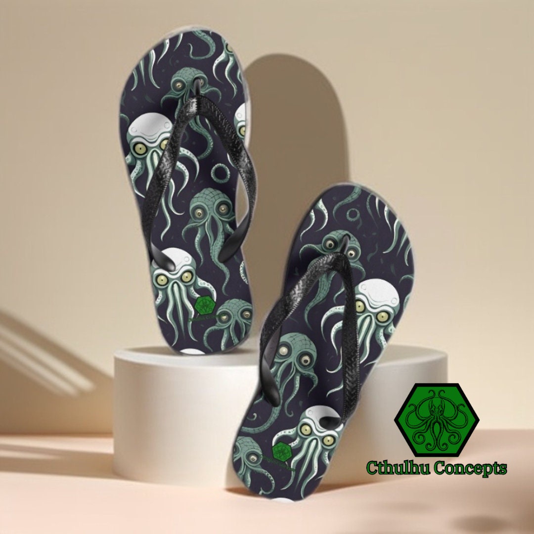 Cthulhu Flip Flops Lovecraftian Beach Sandals Call of Cuh Shoe Luh ...