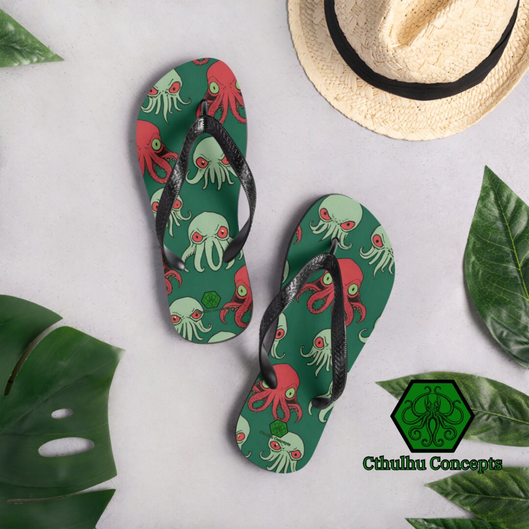 Cthulhu Abyss Flip Flops Cosmic Horror Beach Sandals Call of Cuh Shoe ...