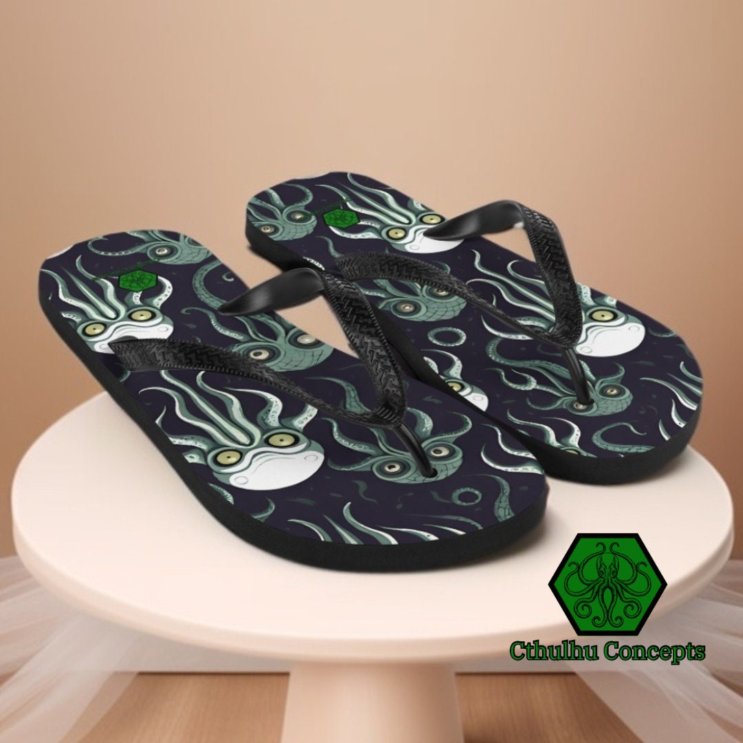 Cthulhu Flip Flops Lovecraftian Beach Sandals Call of Cuh Shoe Luh ...