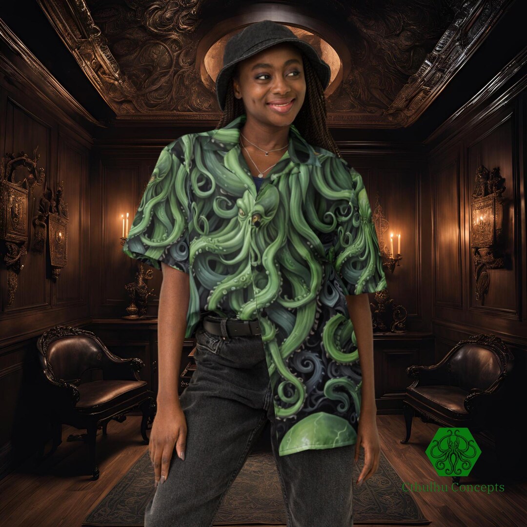 Cthulhu Button up Shirt Lovecraft Horror Clothing Gothic Summer Shirt ...