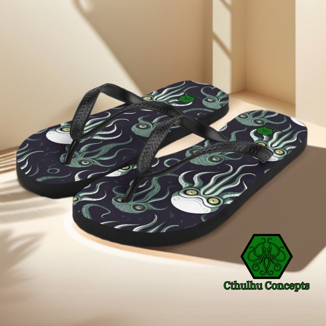 Cthulhu Flip Flops Lovecraftian Beach Sandals Call of Cuh Shoe Luh ...