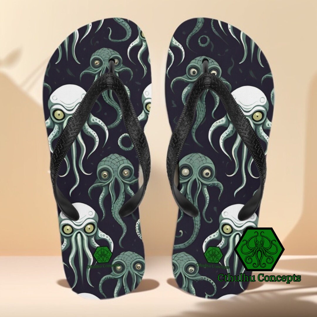 Cthulhu Flip Flops Lovecraftian Beach Sandals Call of Cuh Shoe Luh ...
