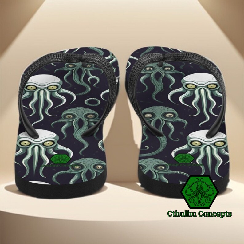 Cthulhu Flip Flops Lovecraftian Beach Sandals Call of Cuh Shoe Luh ...