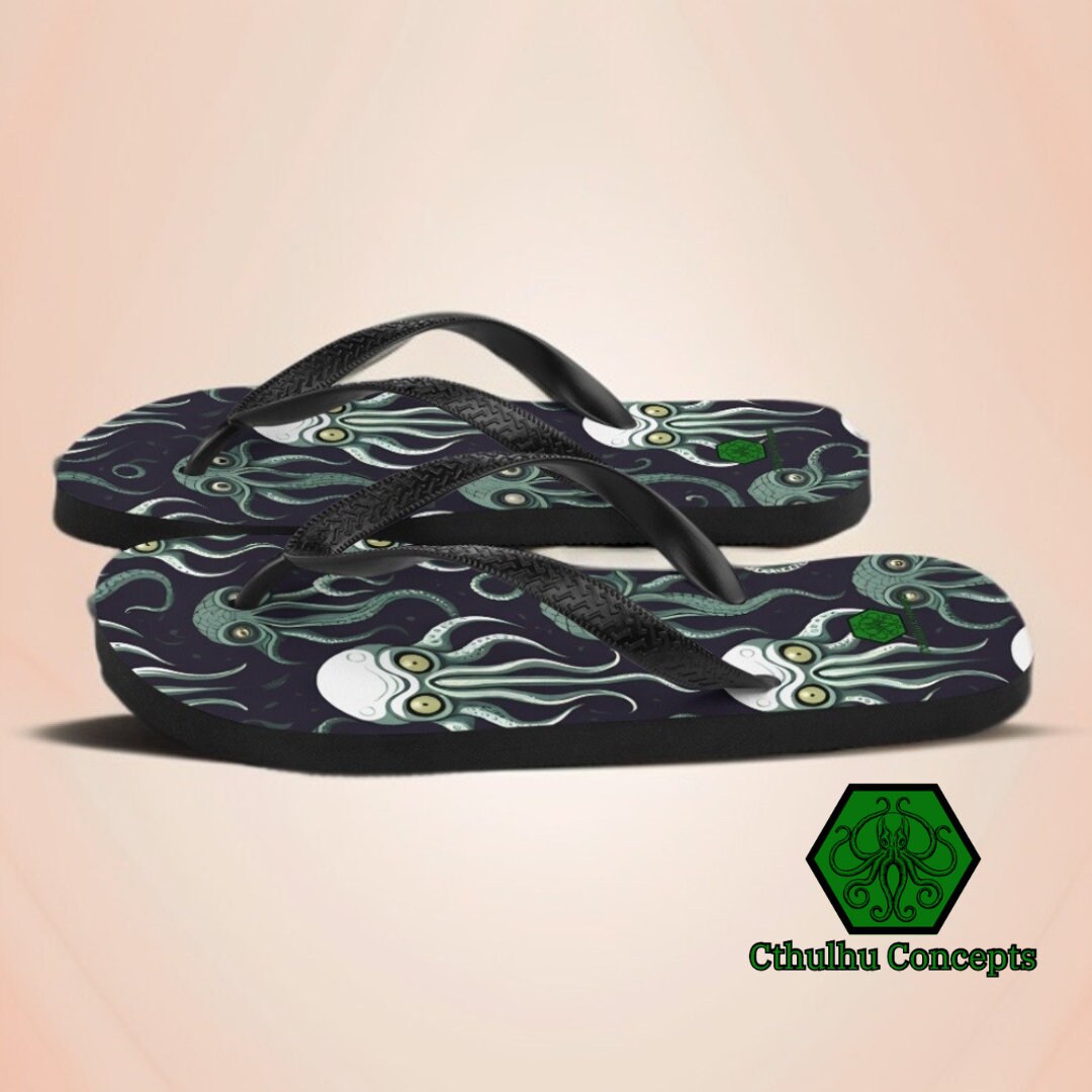 Cthulhu Flip Flops Lovecraftian Beach Sandals Call of Cuh Shoe Luh ...