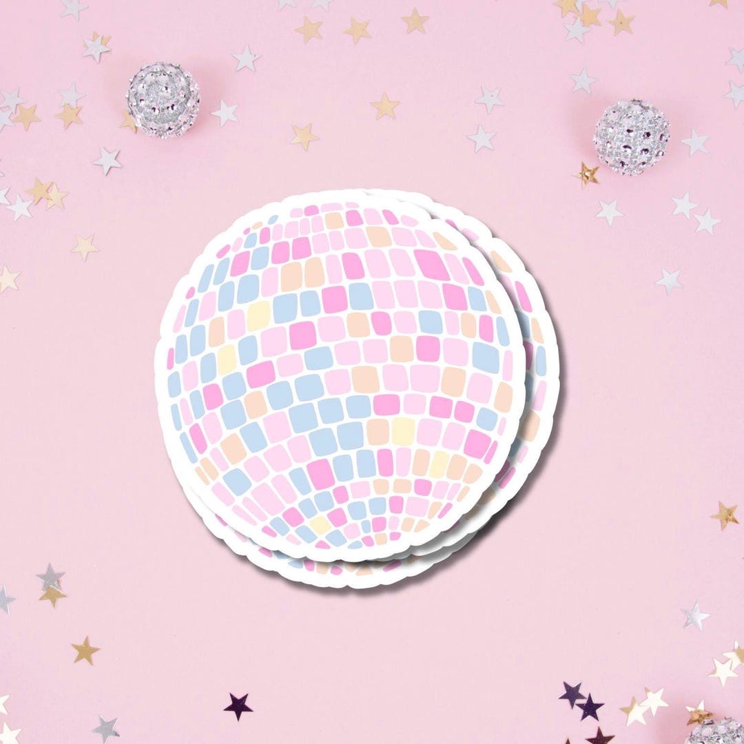 Pastel Disco Ball Holographic Sticker | Aesthetic Colourful Discoball ...