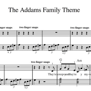 The Addams Family Theme – Easy Piano Sheet Music, Digital Download ...