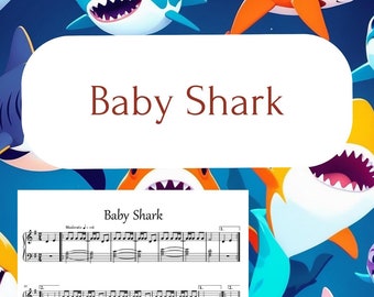 Baby Shark Easy Piano Sheet Music, Digital Downloadable Musical Sheets ...