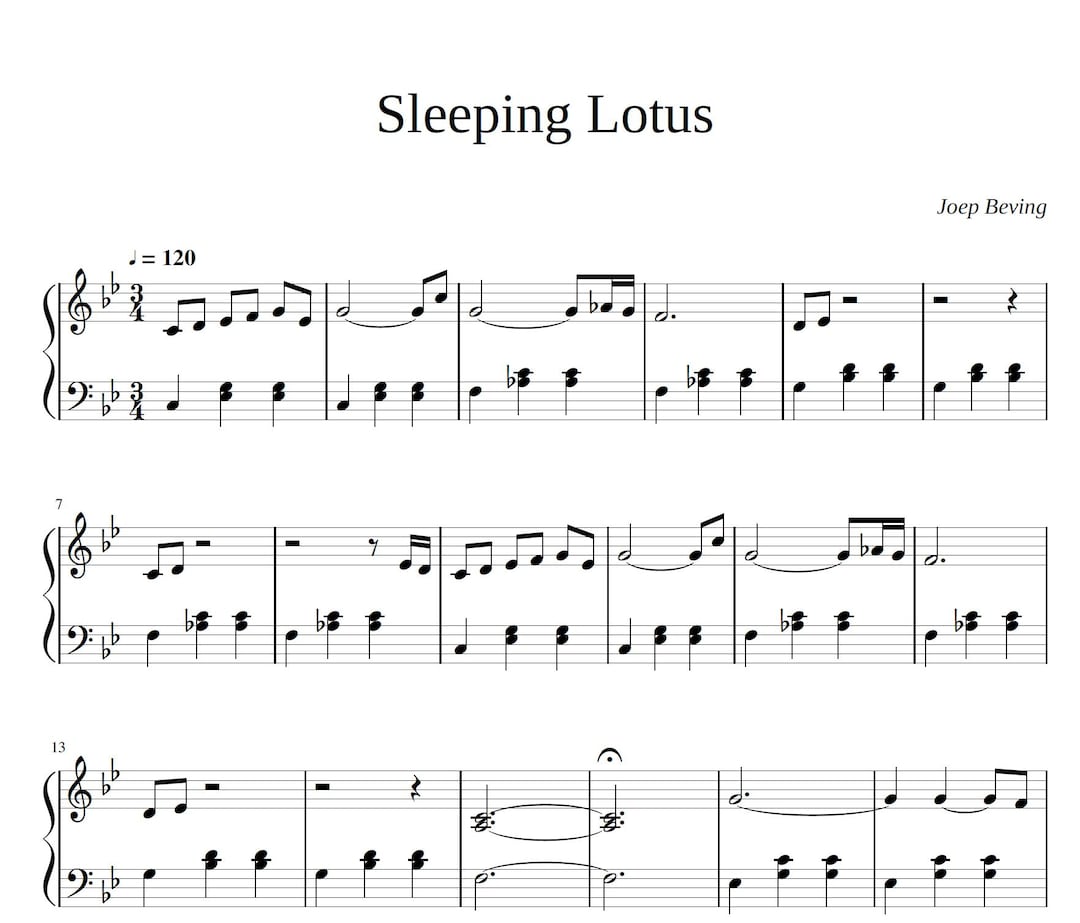 Sleeping Lotus - Joep Beving | Piano Sheet Music PDF | Digital Download ...