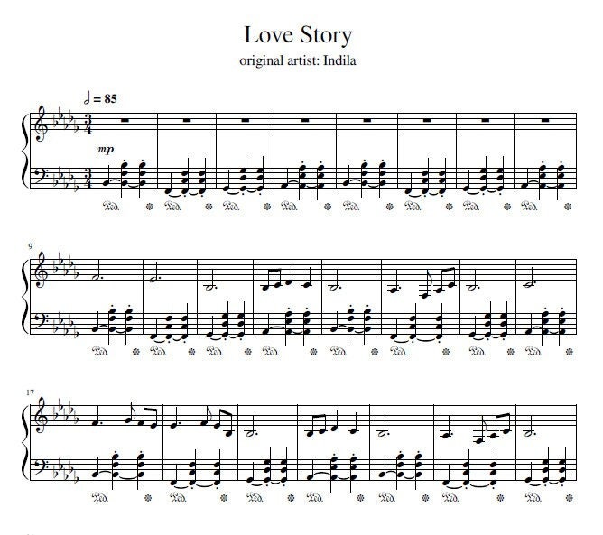 Love Story - Indila Piano Sheet Music | Printable PDF | Intermediate Level - Etsy