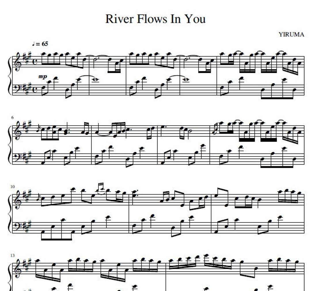 River Flows in You - Yurima, Digital Download, Music Notes, Printable ...