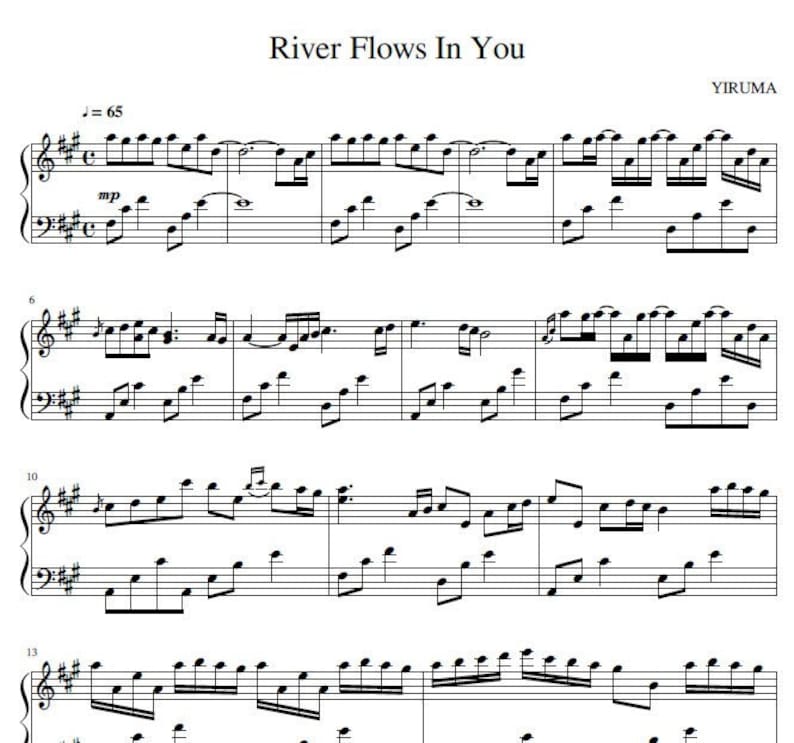 River Flows in You Yurima, Digital Download, Music Notes, Printable PDF ...