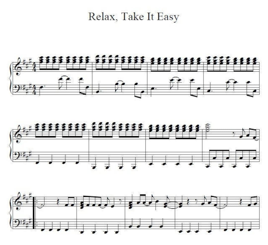 Mika - Relax, Take It Easy, Digital Download, Easy Piano Arrangement ...