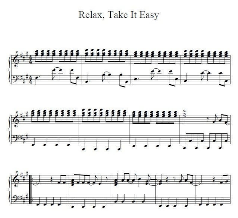 Mika - Relax, Take It Easy: Easy Piano Sheet Music (PDF) - Etsy