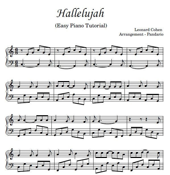 Hallelujah - Leonard Cohen, Easy Piano Tutorial (digital Download) - Etsy