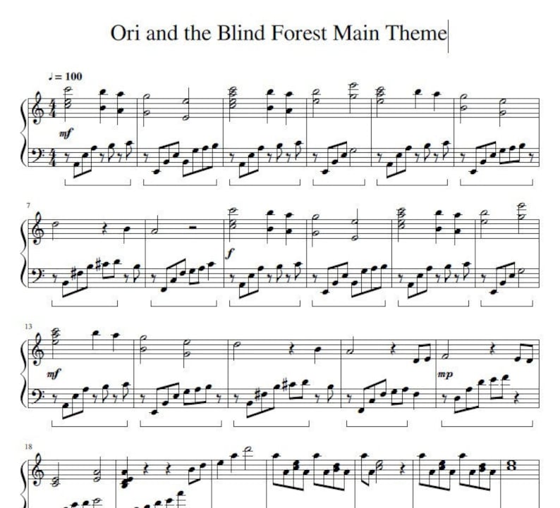 Ori and the Blind Forest Main Theme, Digital Download, Sheet Music ...