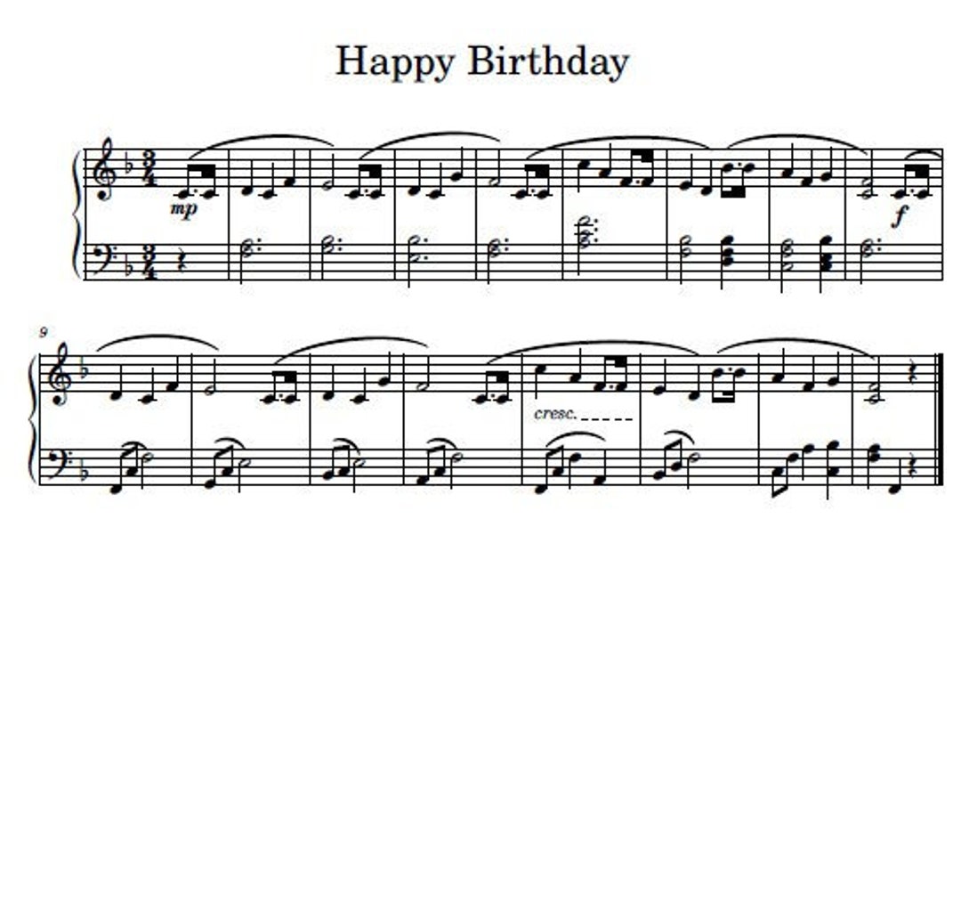 Happy Birthday Piano Sheet Music: Beginner Digital Notes (PDF) - Etsy