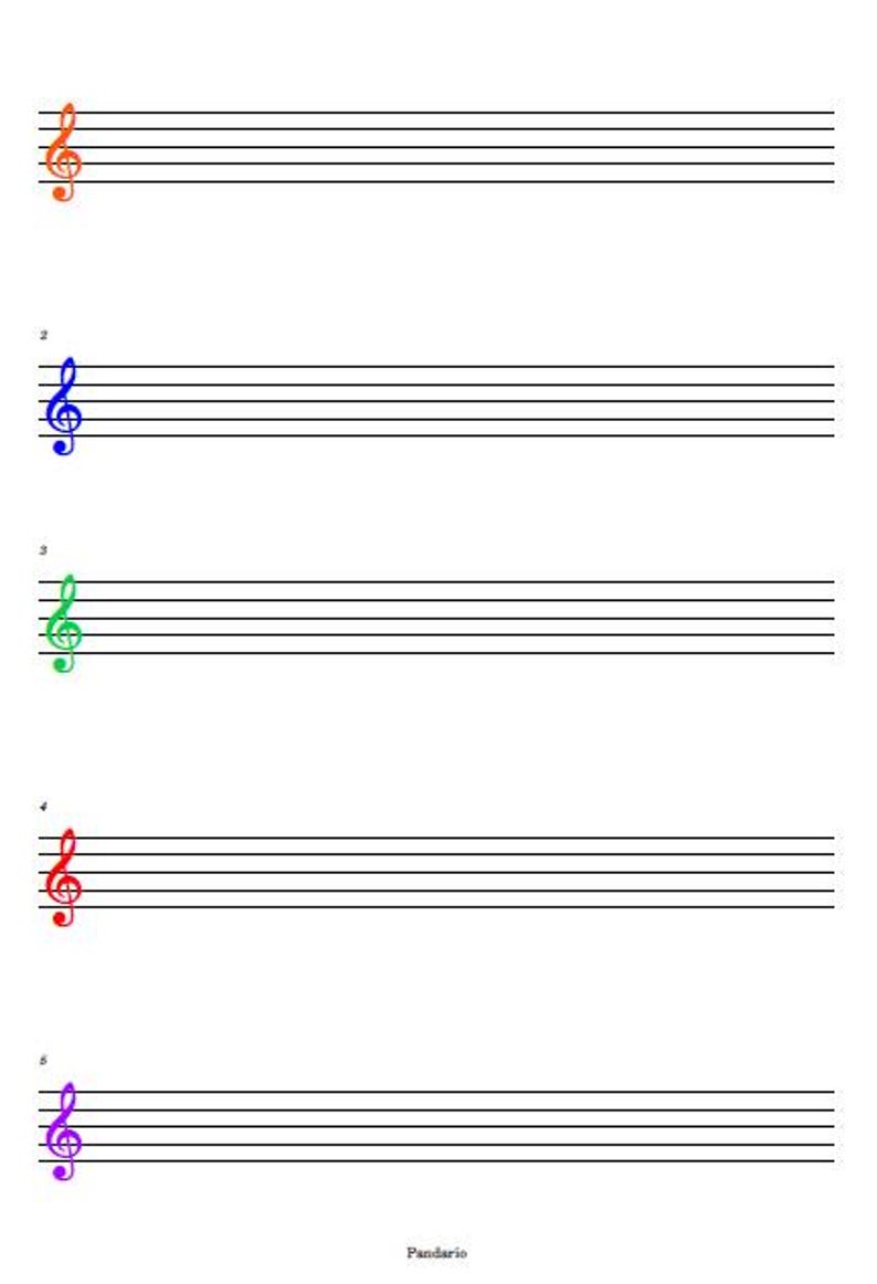 Blank Sheet Music With Colorful Treble Clefs – Printable Music Paper ...