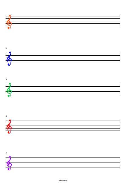 Blank Sheet Music With Colorful Treble Clefs – Printable Music Paper ...