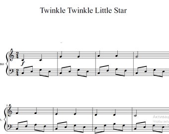 Twinkle Twinkle Little Star in C Major Piano Sheet Music PDF - Etsy