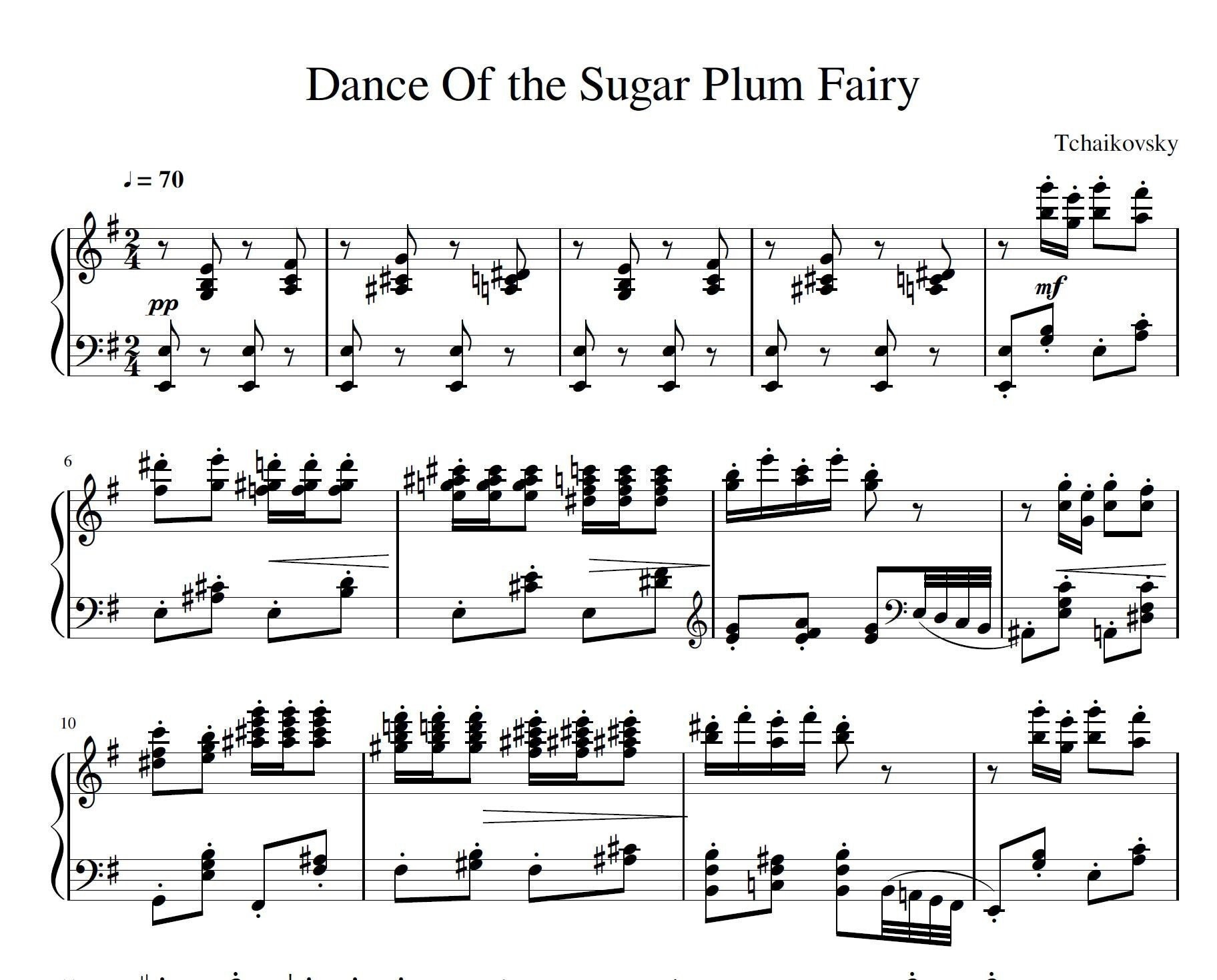 Dance of the Sugar Plum Fairy – Sheet Music | Nutcracker | Tchaikovsky ...