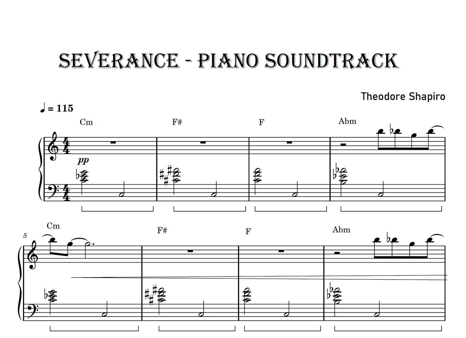 Severance - Piano Soundtrack Sheet Music | Digital Download - Etsy