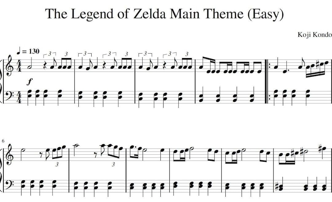 The Legend of Zelda Main Theme (easy Piano Arrangement) – Digital ...
