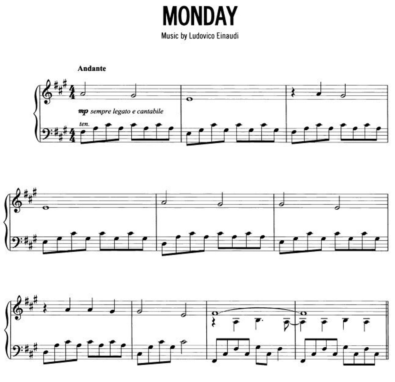 Ludovico Einaudi - Monday Piano Sheet Music (digital Download) - Etsy