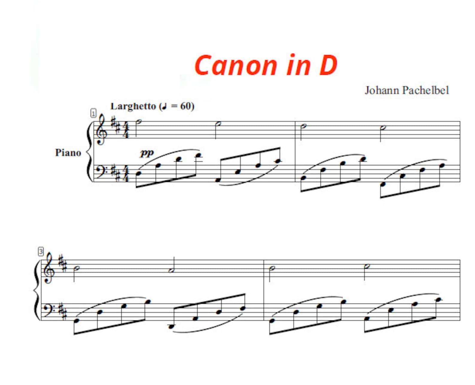 Pachelbel - Canon in D, Digital Download, Music Notes, Piano Score ...