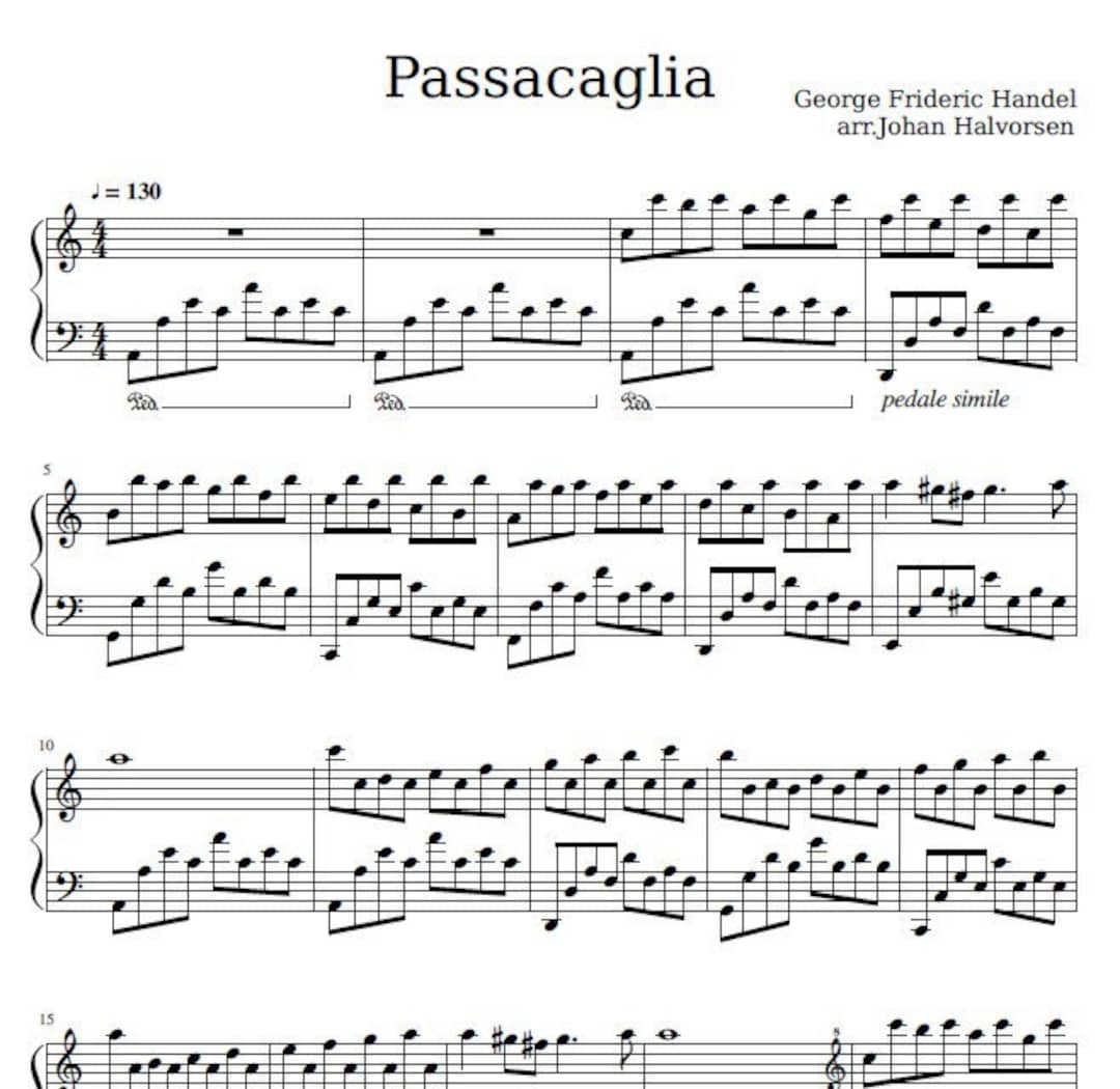 Passacaglia - Handel/halvorsen, Digital Sheet Music, Sheet Music ...
