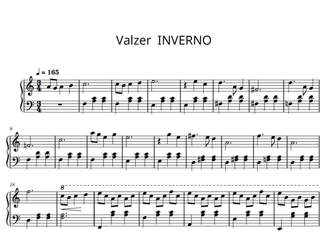Digital Sheet Music – Valzer Inverno by Andrea Vanzer – Piano Solo PDF ...