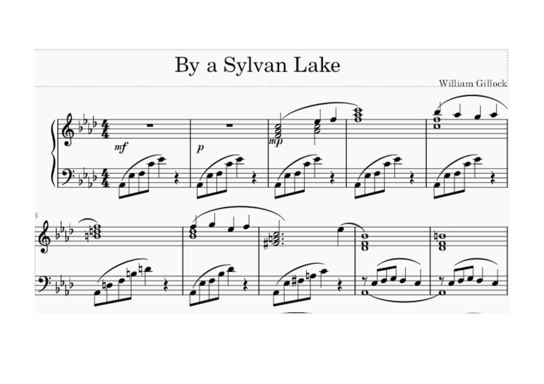 William Gillock by a Sylvan Lake Music Sheet, Digital Sheet Music - Etsy