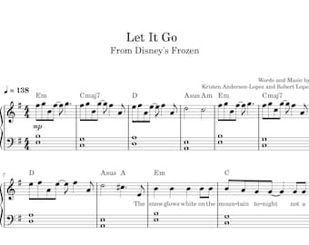 Let It Go (from Frozen) Easy Piano Sheet Music, Digital Downloadable ...