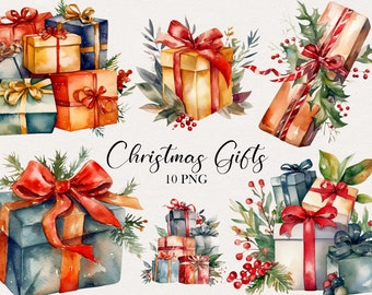 15 Watercolor Christmas Presents Clipart Christmas Clipart - Etsy