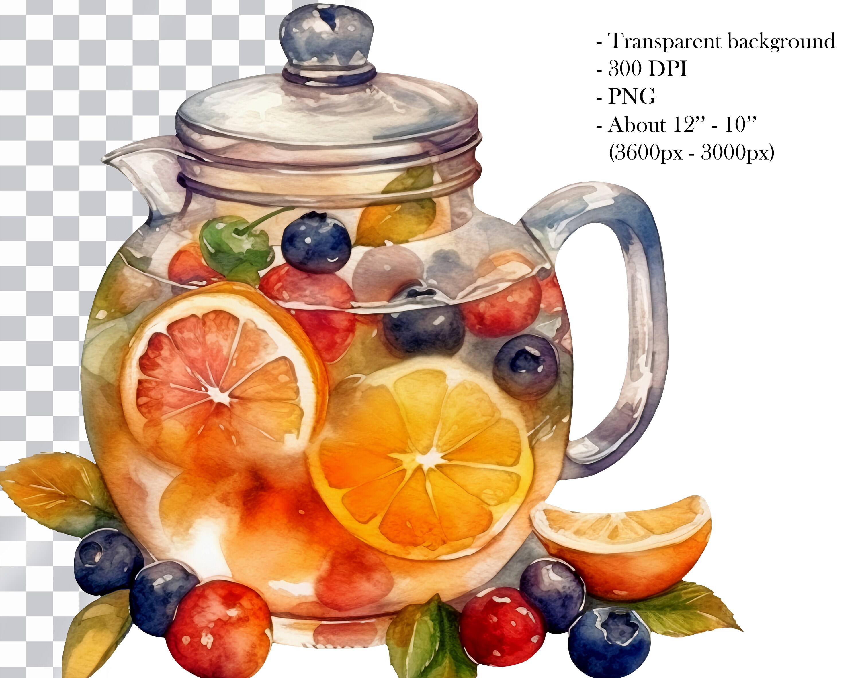 Tea Time Digital Watercolor Clipart. AI Clipart. Kitchen - Etsy