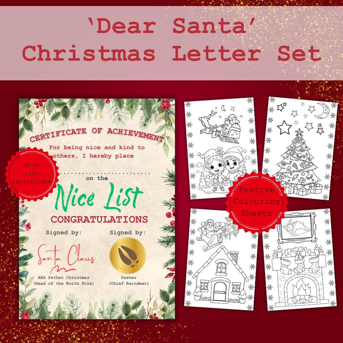 Dear Santa – Christmas Letter Set – Letter to and From Santa / Nice ...