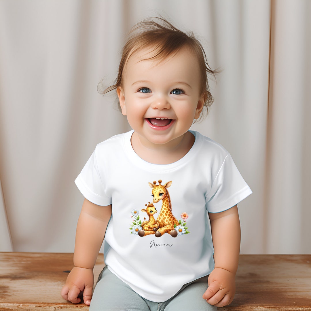 T-shirt for Babies and Toddlers Personalized With Name and Cute Animal ...